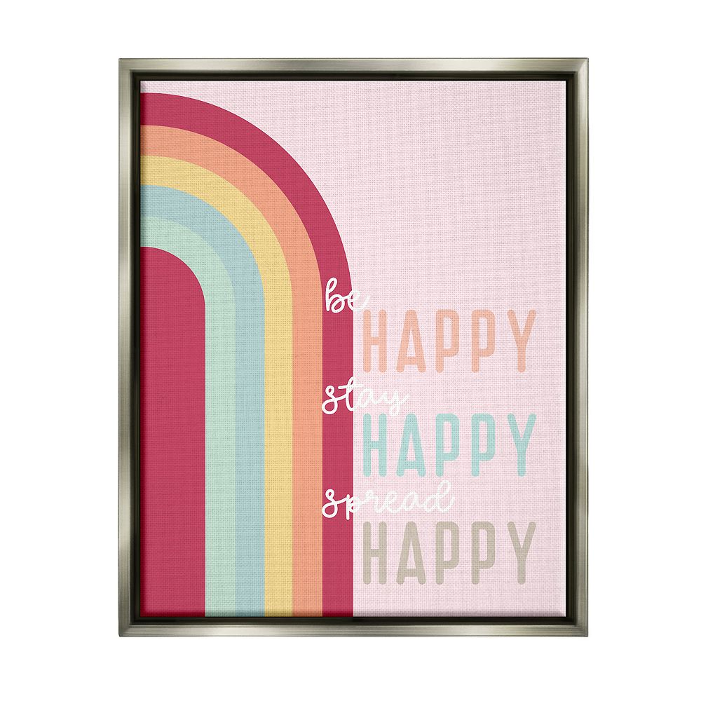 Stupell Home Decor Be Happy Pink Rainbow Framed Wall Art
