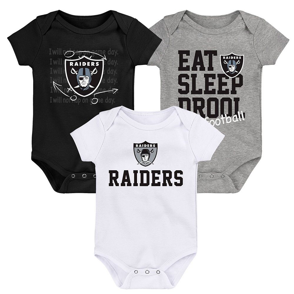 "Newborn & Infant Black/White/Heather Gray Las Vegas Raiders Three-Pack ...