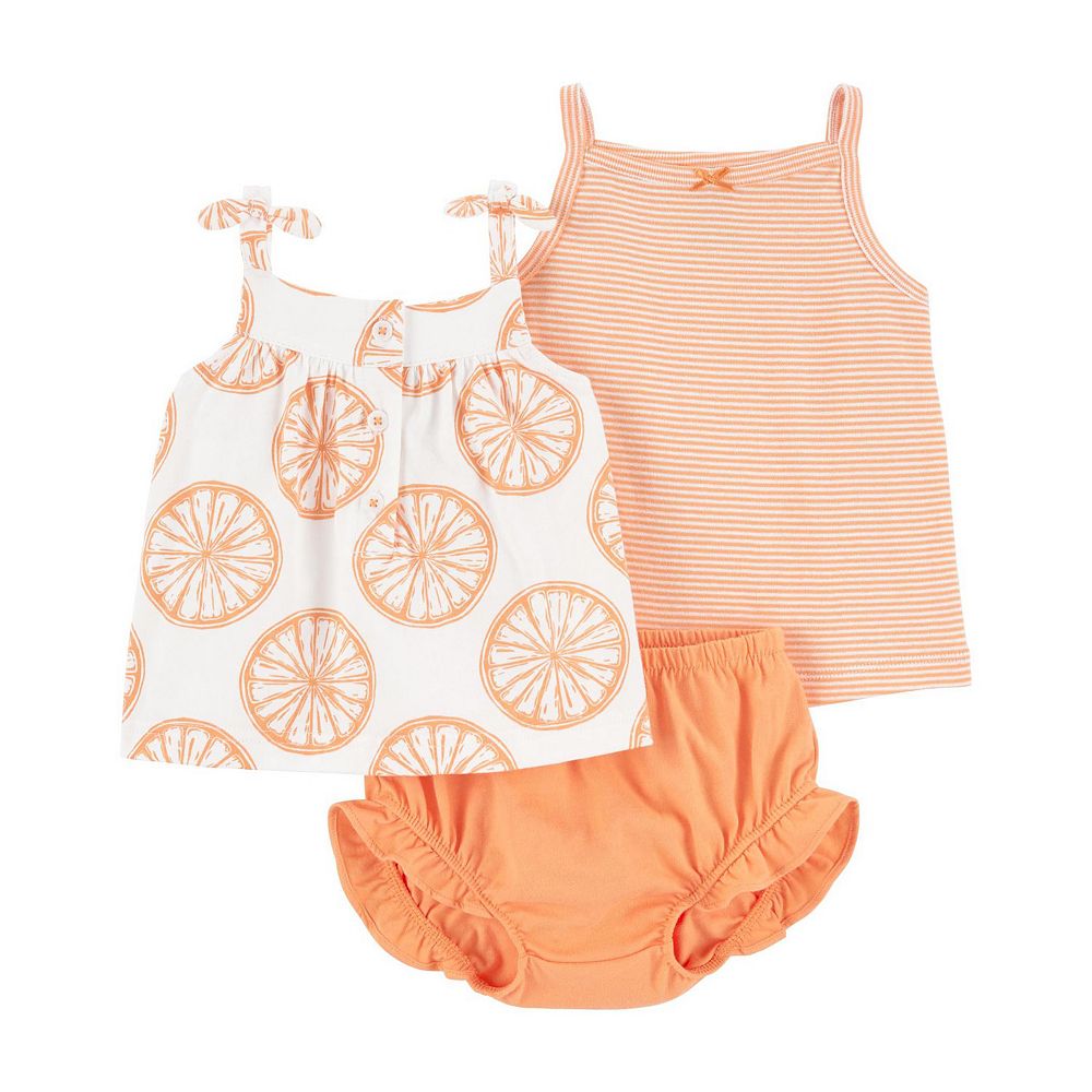 Baby Girl Carter's 3-Piece Orange Slice Tank Tops & Diaper Cover Set