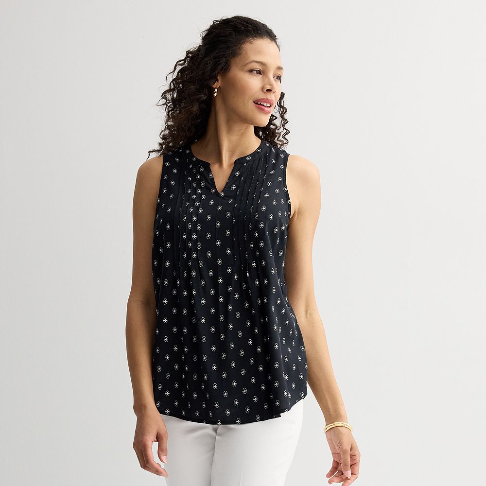 Women's Croft & Barrow® Pintuck Sleeveless Shell Top