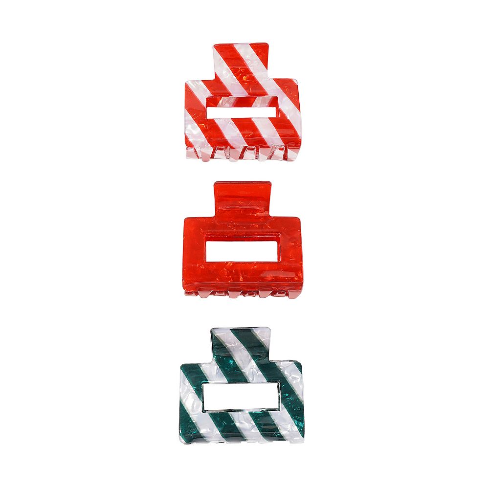 Celebrate Together™ 3-Pack Holiday Colors & Stripe Hair Claw Clip Set