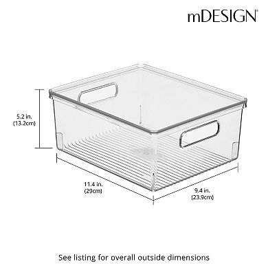 mDesign Large Plastic Stackable Kitchen Storage Box, Handles, Lid, 8 ...
