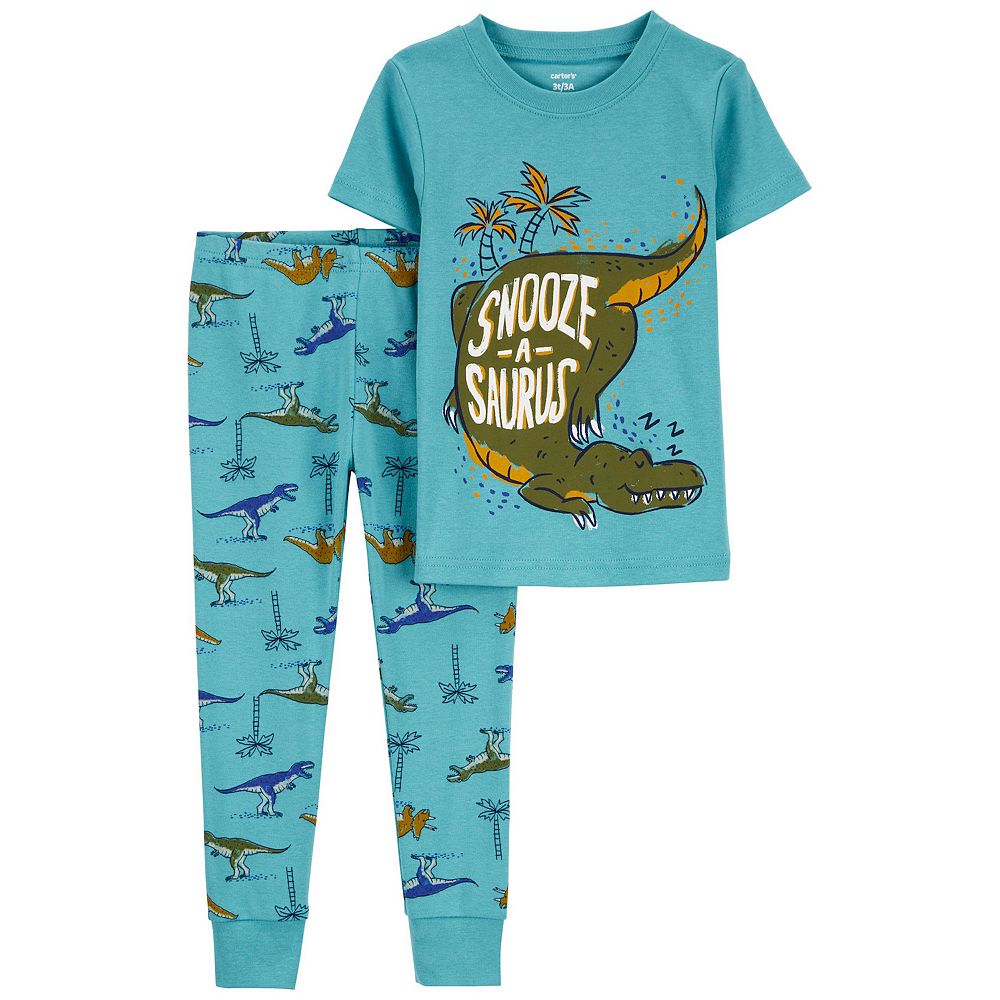 Toddler Boy Carter's T-Rex Snooze-A-Saurus Pajama Shirt & Allover ...