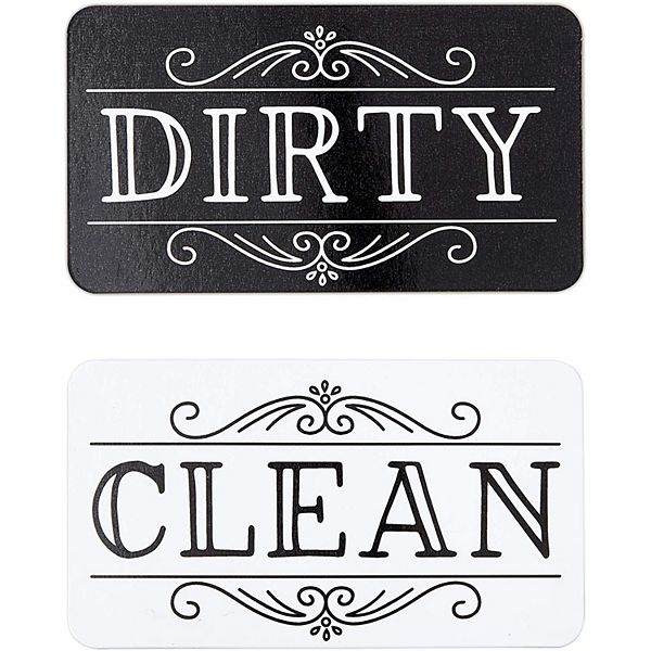Double Sided Clean or Dirty Dishwasher Magnet Indicator Sign (3.5 x 2 ...