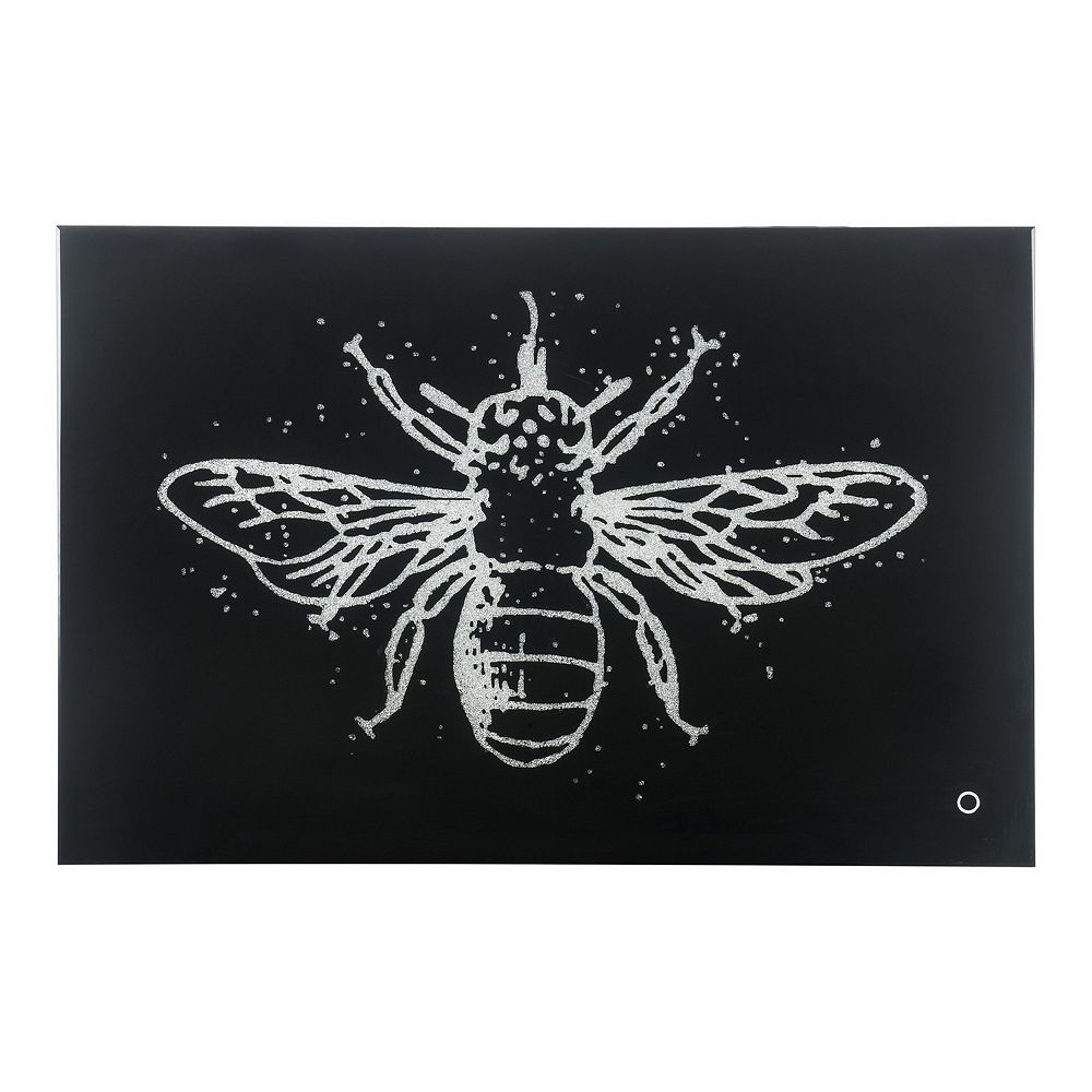 Rectangular Butterfly Wall Art with LED, Black and Silver