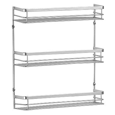 mDesign Steel Wall Mount 3-Tier Spice Rack Storage Organizer Basket ...