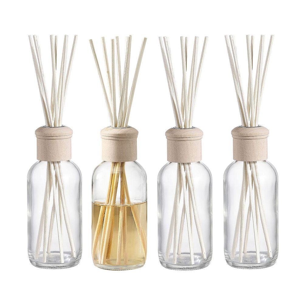 Refillable Glass Aromatherapy Diffuser Bottles with Natural Beech Wood ...