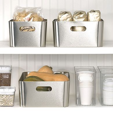 mDesign Small Metal Kitchen Storage Container Bin, Handles, 2 Pk ...