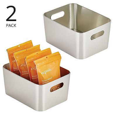 mDesign Small Metal Kitchen Storage Container Bin, Handles, 2 Pk ...