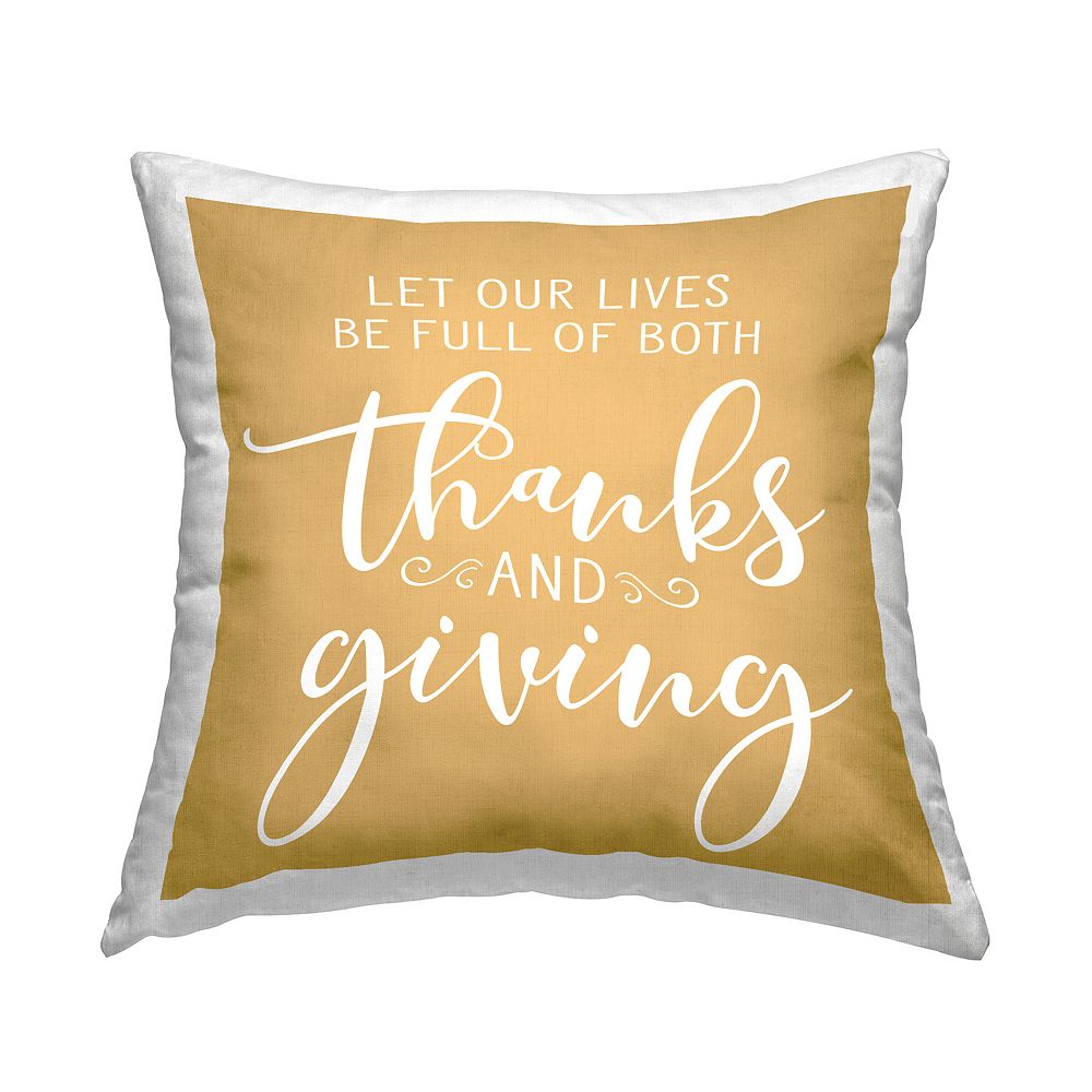 Stupell Home Decor "Thanks and Giving" Calligraphy Throw Pillow