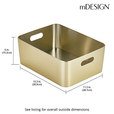 mDesign Large Metal Kitchen Storage Container Bin Basket with Handles ...