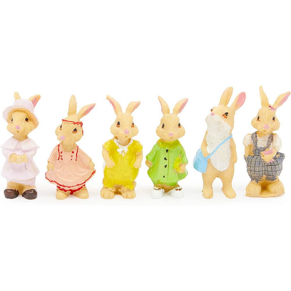 6x Easter Mini Bunny Statues for Spring Party, Garden Decorations 2.2 ...