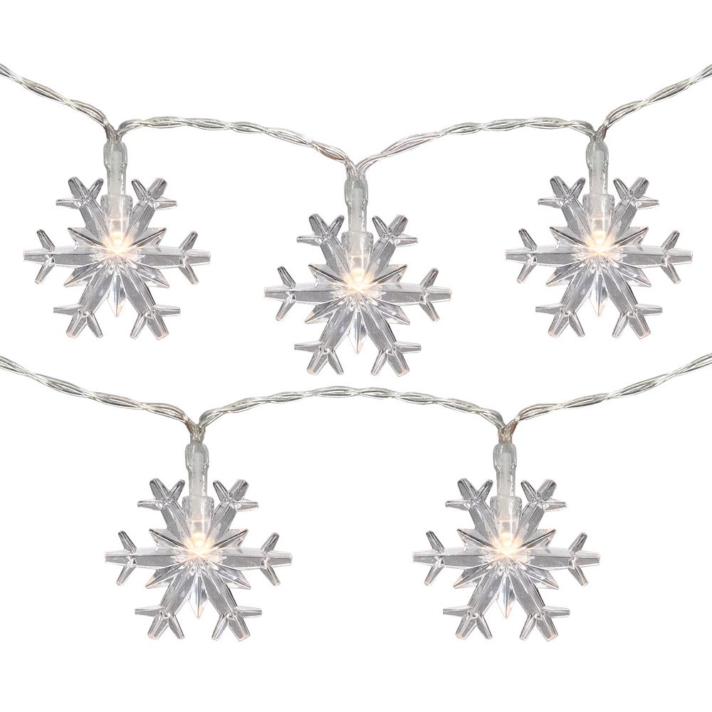 10-Count LED Snowflake Christmas Fairy Lights 4.25ft Copper Wire