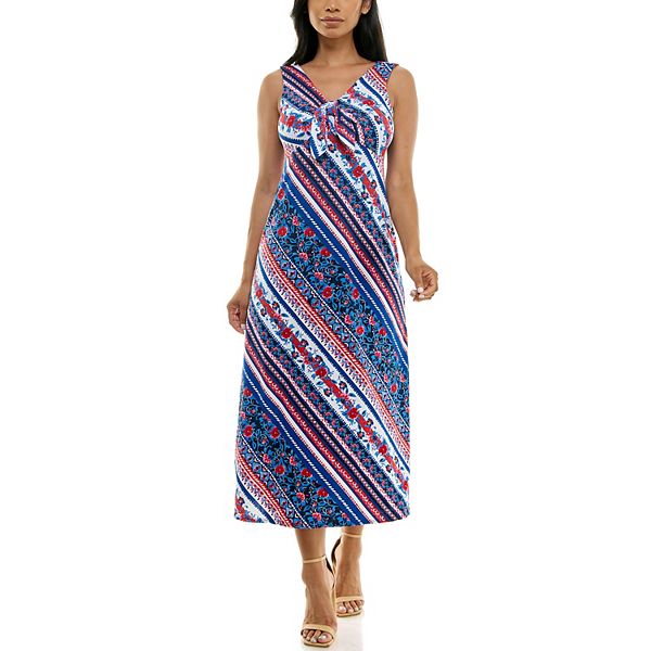 Women's Nina Leonard Tie Front Maxi Dress