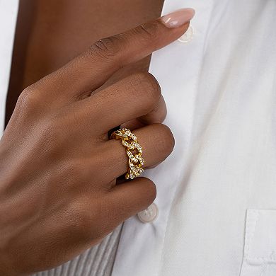 Adornia 14k Gold Plated Cubic Zirconia Chain Ring