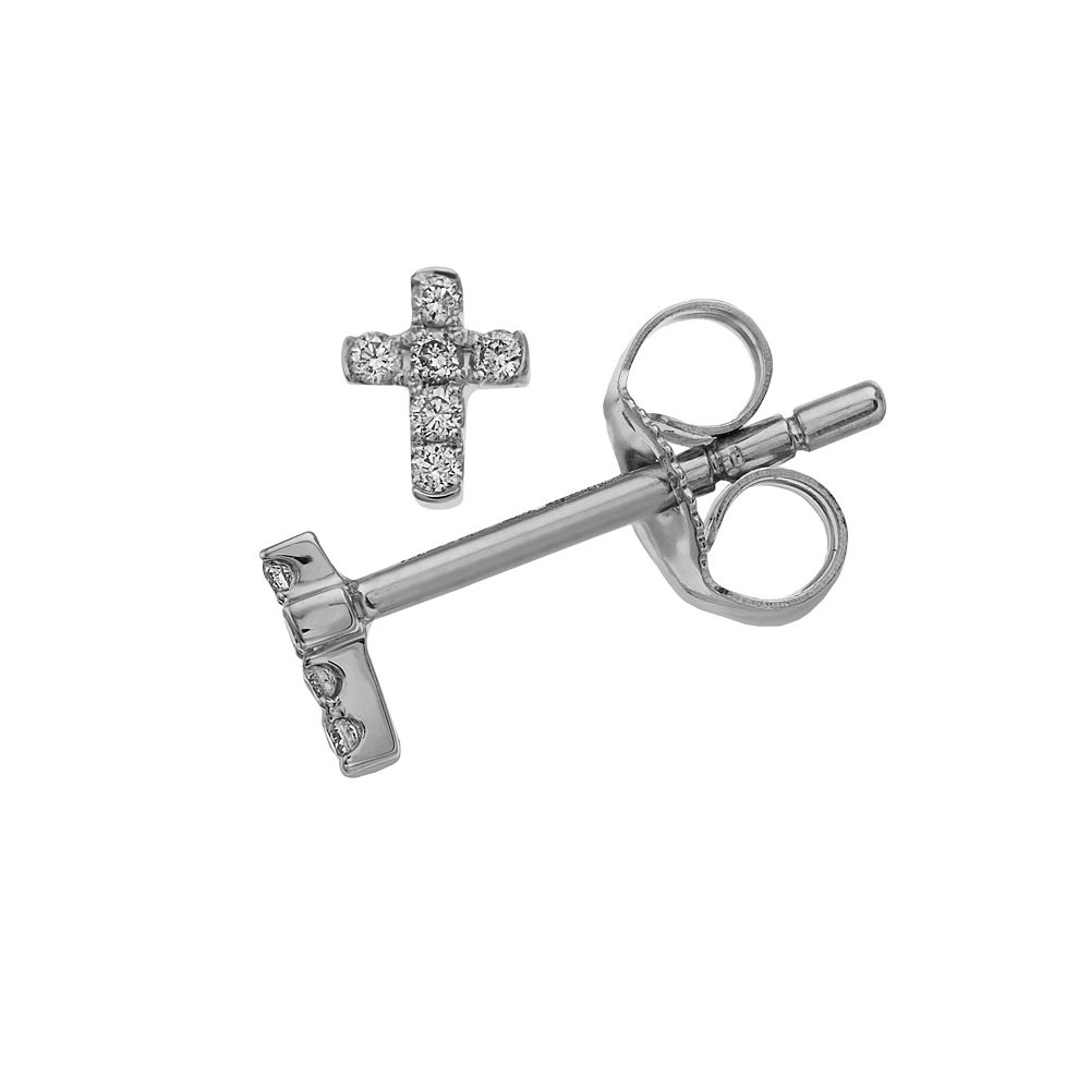 Ava Blue 14k White Gold 1/10 Carat T.W. Diamond Cross Earrings