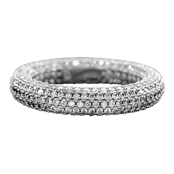 Adornia Silver Tone Cubic Zirconia Pave Ring
