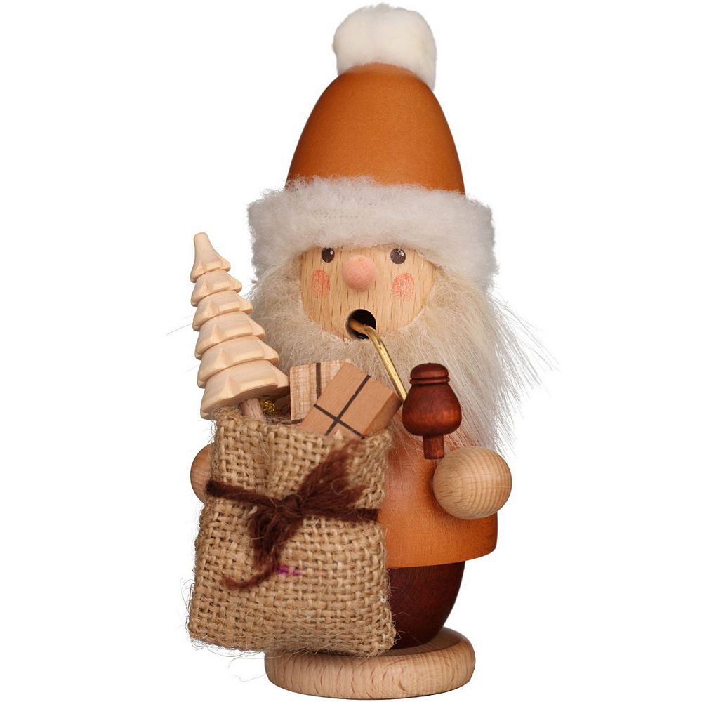 6" Brown and Beige "Little Santa Claus Holding A Sack Full Of Presents ...