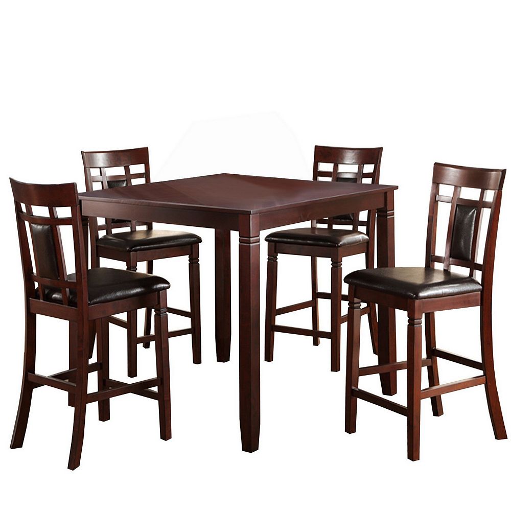 Swish Cashew Wood 5 Pieces Counter Height Dining Set In Brown