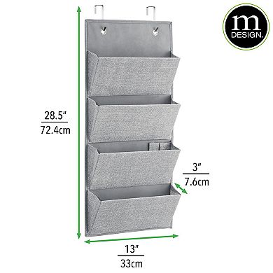mDesign Fabric Over Door Hanging Office Storage, 4 Pockets, 2 Pack - Gray