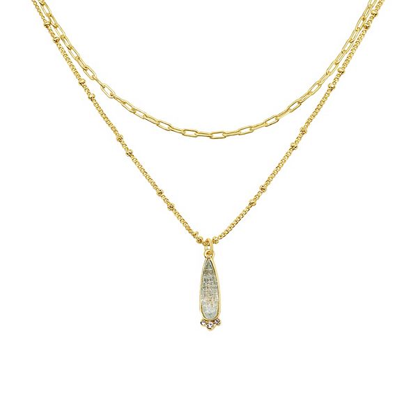 LC Lauren Conrad 2 Row Chain with Blue Teardrop Pendant Necklace