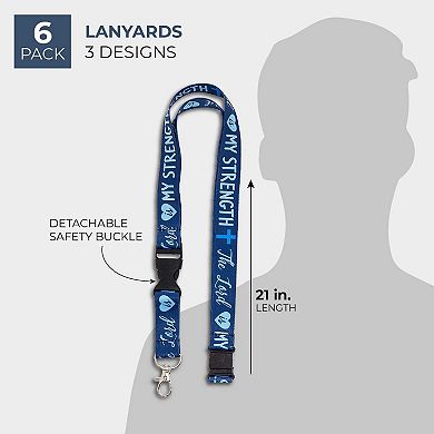 Religious Lanyard for Keys and ID Badges, 3 Designs (6 Pack)