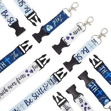 Religious Lanyard for Keys and ID Badges, 3 Designs (6 Pack)