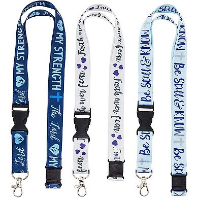 Religious Lanyard for Keys and ID Badges, 3 Designs (6 Pack)