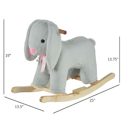 Qaba Kids Ride On Rocking Horse Toy Rabbit Style Rocker Soft Plush ...