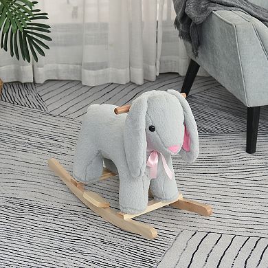 Qaba Kids Ride On Rocking Horse Toy Rabbit Style Rocker Soft Plush ...
