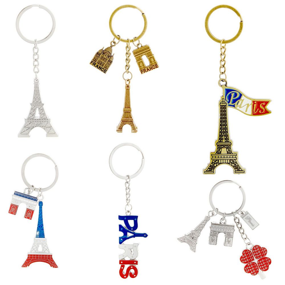 6 Pcs Paris Keychain, France Souvenir Gifts, Eiffel Tower French Flag ...