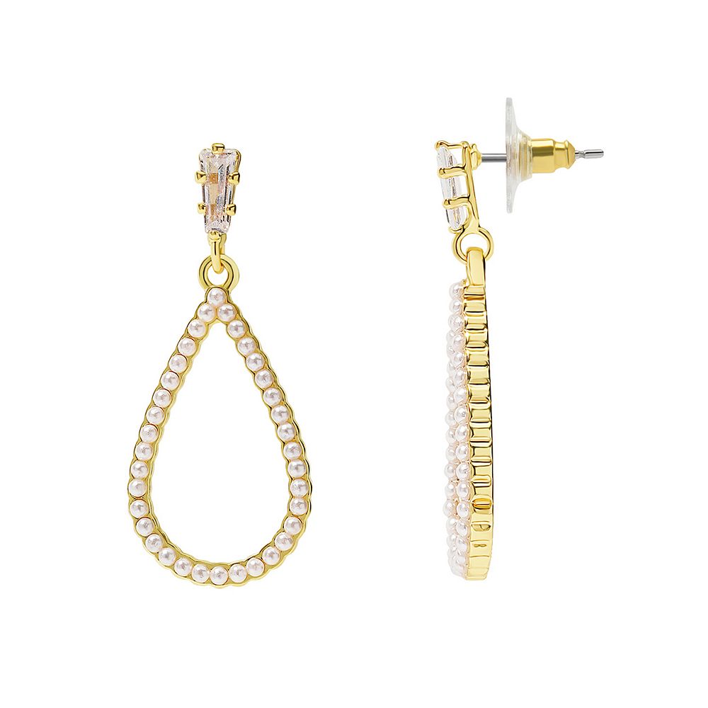 LC Lauren Conrad Gold Tone Simulated Pearl Teardrop Earrings