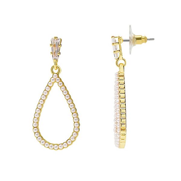 LC Lauren Conrad Gold Tone Simulated Pearl Teardrop Earrings