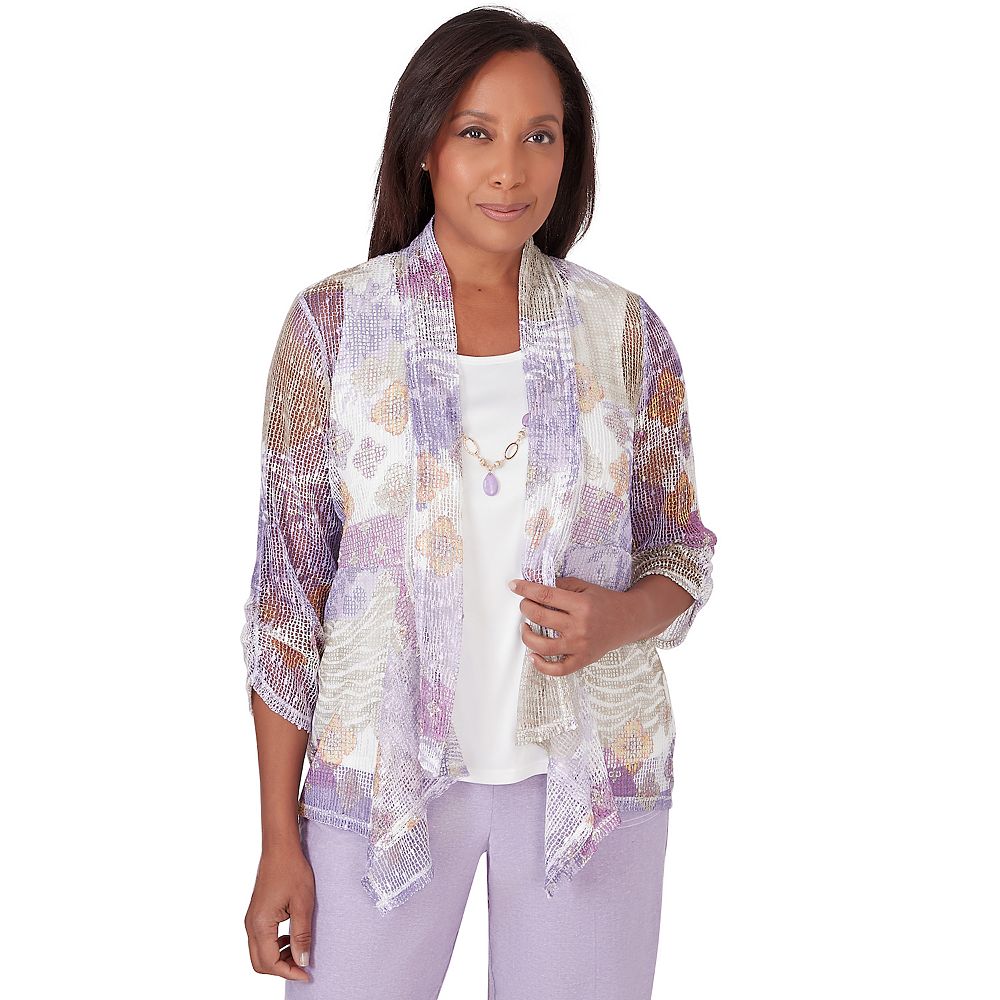 Petite Alfred Dunner Popcorn Mesh Two for One Top