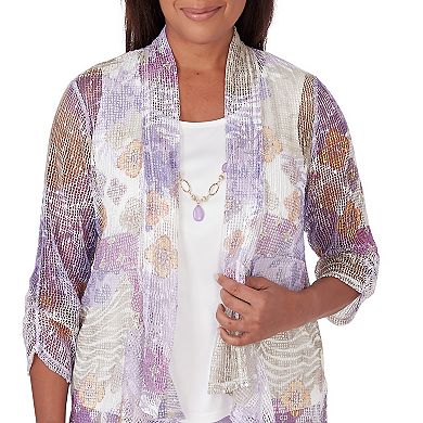 Petite Alfred Dunner Popcorn Mesh Two for One Top