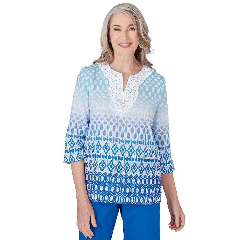 Petite Alfred Dunner Ombre Diamond Print Tunic