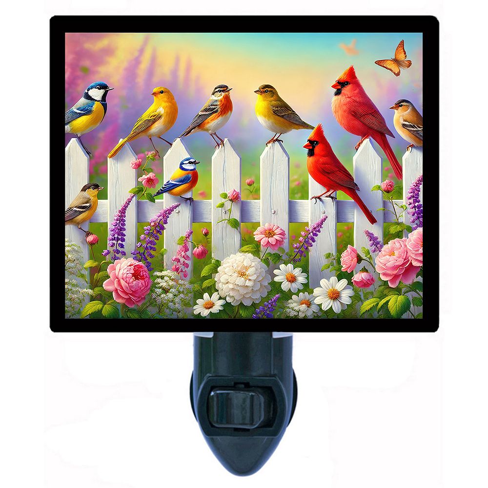 Birds in Blooms Colorful Songbird Night Light Garden Floral Décor Plug ...