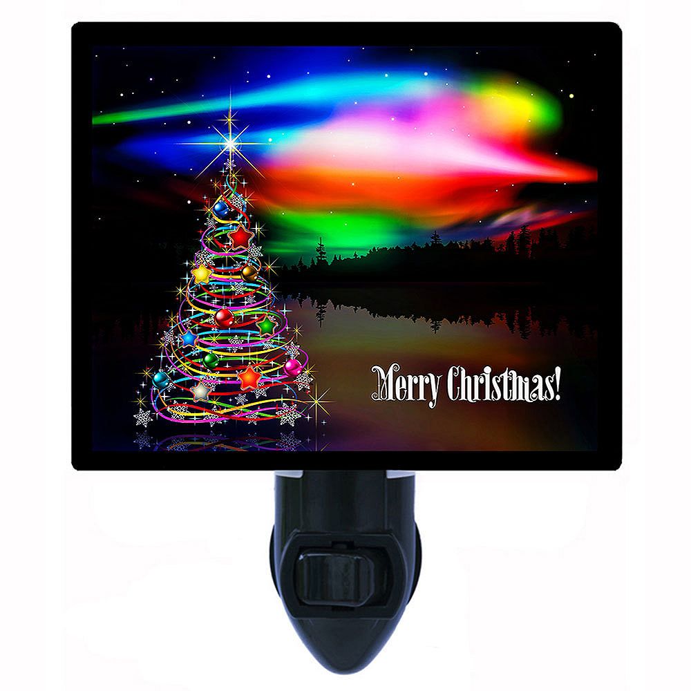 Northern Lights Christmas. Decorative Photo Night Light.