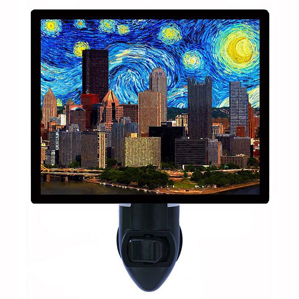 Pittsburgh Starry Night. Van Gogh Decorative Photo Night Light.