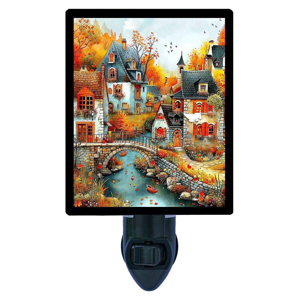 Autumn Village Charm Fall Village Scene Night Light Seasonal Décor Plug ...