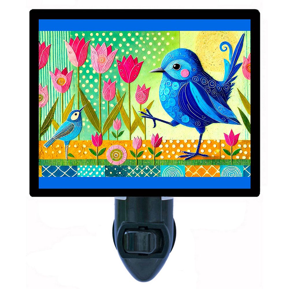 Joyful Strut Night Light Bluebird Spring Floral Home Decor Lamp + Free ...