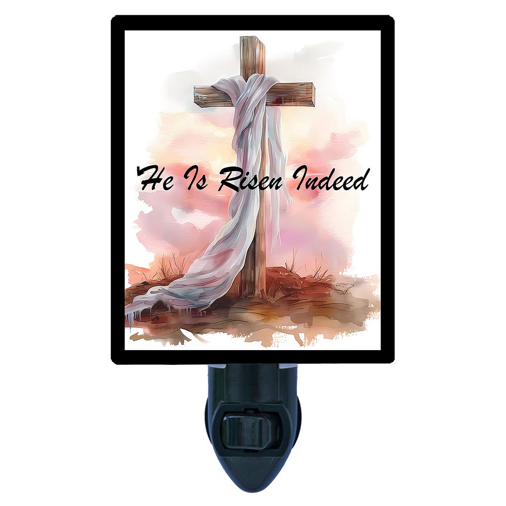 He Is Risen Indeed Night Light Christian Cross Religious Easter Decor ...