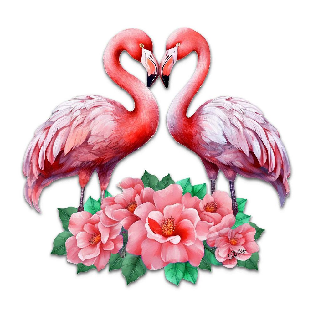 Flamingos Love 24-Inch Handcrafted Wooden Door Decor by G. DeBrekht ...
