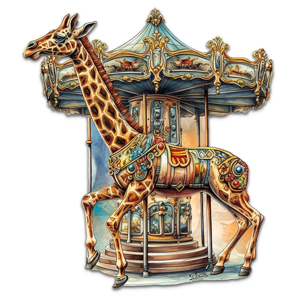 Carousel Giraffe Holiday 24-Inch Handcrafted Wooden Door Decor by G ...