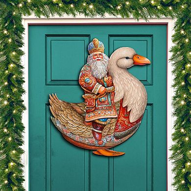 Charming Santa Riding Goose Holiday 24-Inch Door Decor by G. Debrekht ...