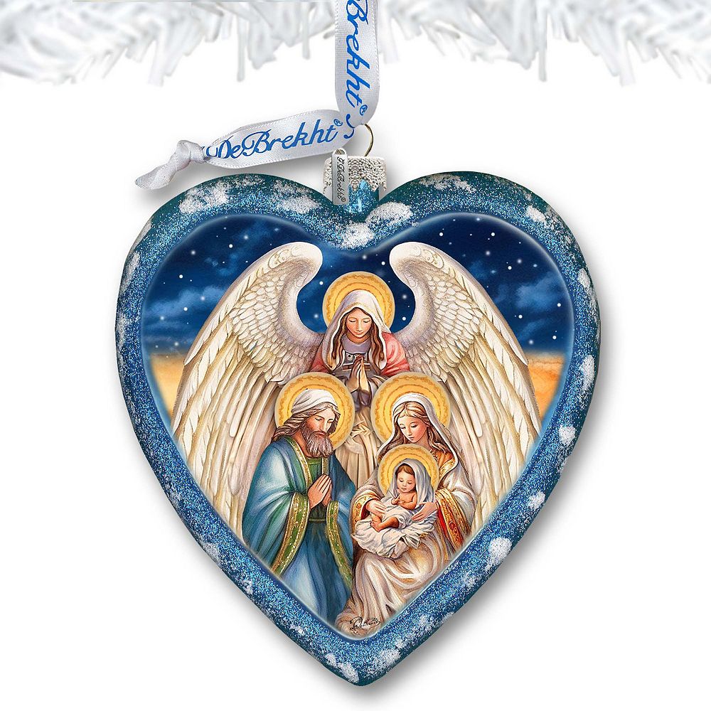 Angel's Divine Presence Nativity Heart Glass Ornament by G. Debrekht ...