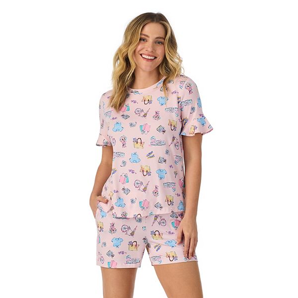 Womens Cuddl Duds® Cozy Short Sleeve Pajama Top And Pajama Boxer Shorts Set