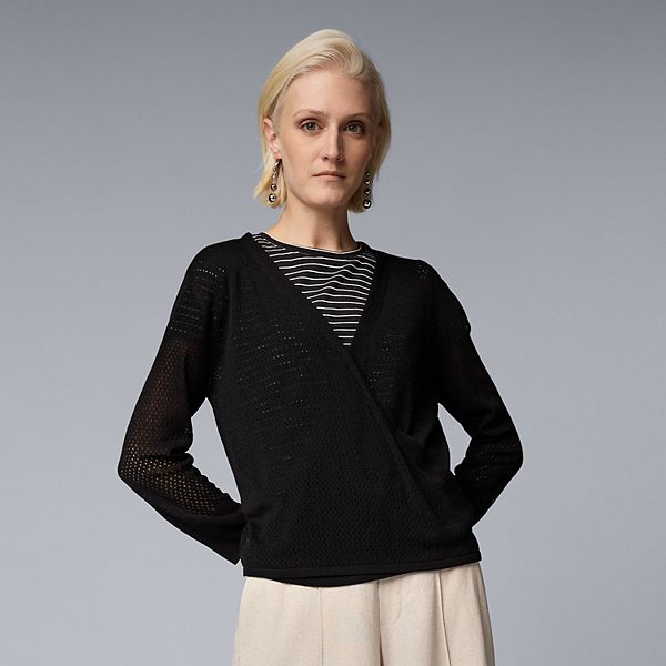 Women's Simply Vera Vera Wang Mesh Stitch Four-Way Cardigan Women's Simply Vera Vera Wang Mesh Stitch Four-Way Cardigan