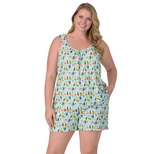 Plus Size Cuddl Duds® Cozy Pajama Tank And Pajama Shorts Set