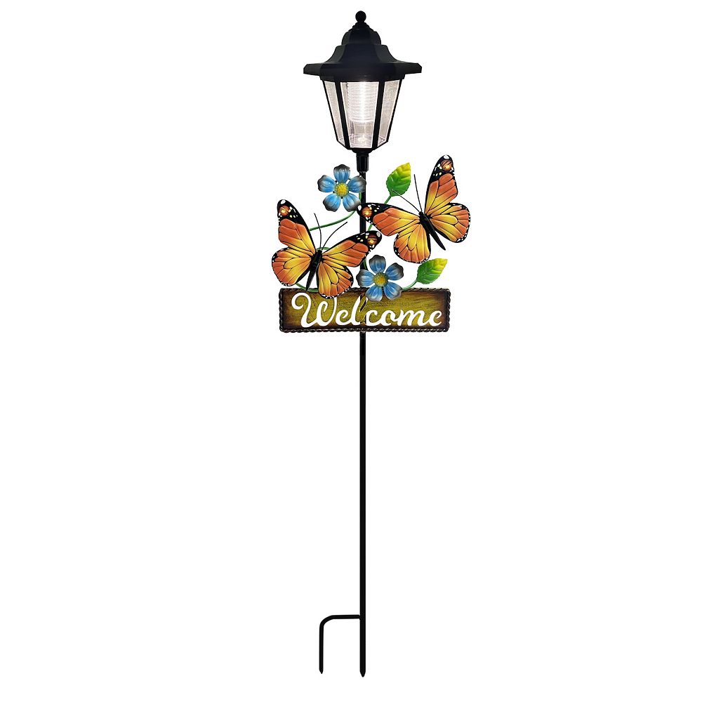 Crosslight Welcome Solar Light Butterfly Garden Stake
